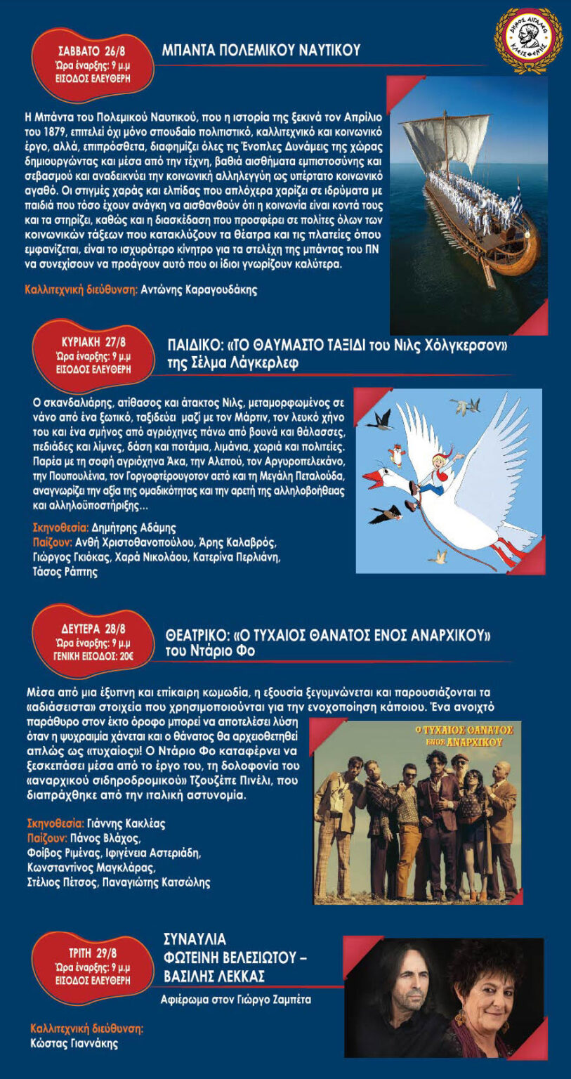 «ΠΟΛΙΤΙΣΤΙΚΗ ΔΙΑΔΡΟΜΗ 2023» ΘΕΑΤΡΟ «ΑΛΕΞΗΣ ΜΙΝΩΤΗΣ» – Δήμος Αιγάλεω